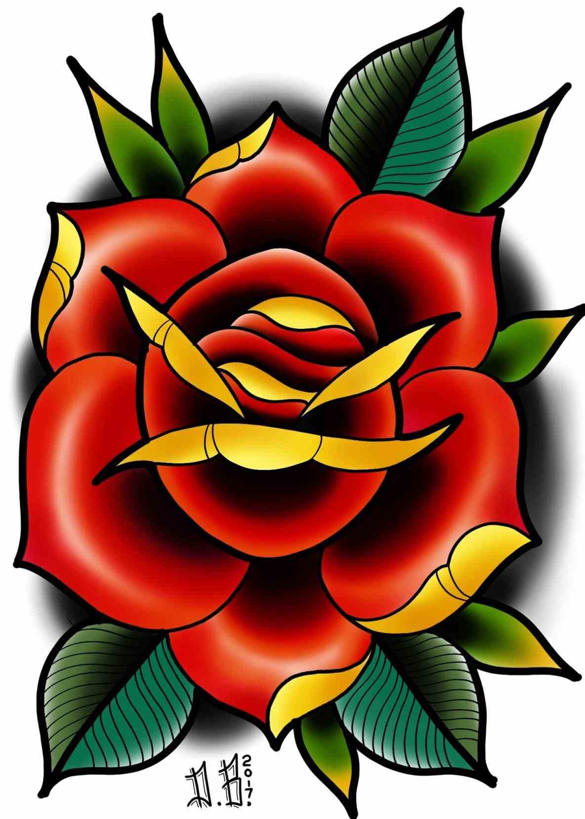 Traditional Rose Tattoo Drawing Free Download On ClipArtMag